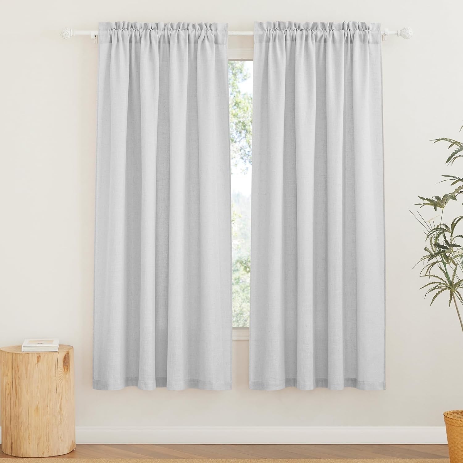 LKIFFA-Linen Texture Wave Sheer Drapery for Cottage Garden, Privacy ...