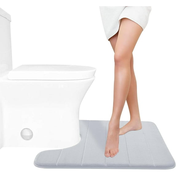 LKIFFA-Memory Foam Toilet Bath Mat U-Shaped, Commode Contour Rug, Soft ...