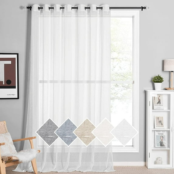 LKIFFA-NICETWON Sheer Patio 100 Inch Linen Curtain W100 x L96, Grommet ...
