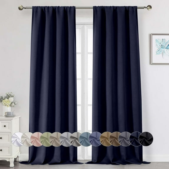 LKIFFA-Navy Blue Blackout Curtains for Bedroom Living Room 96 Inches ...