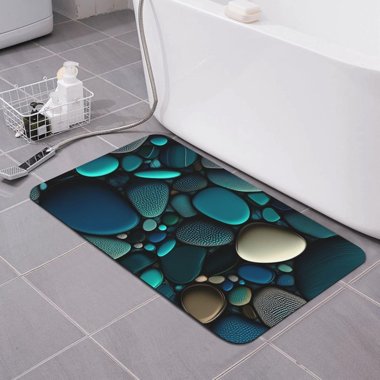 LKIFFA-Pebbles Bath mats Quick Dry Absorbent Bath Rugs Rubber Non Slip ...