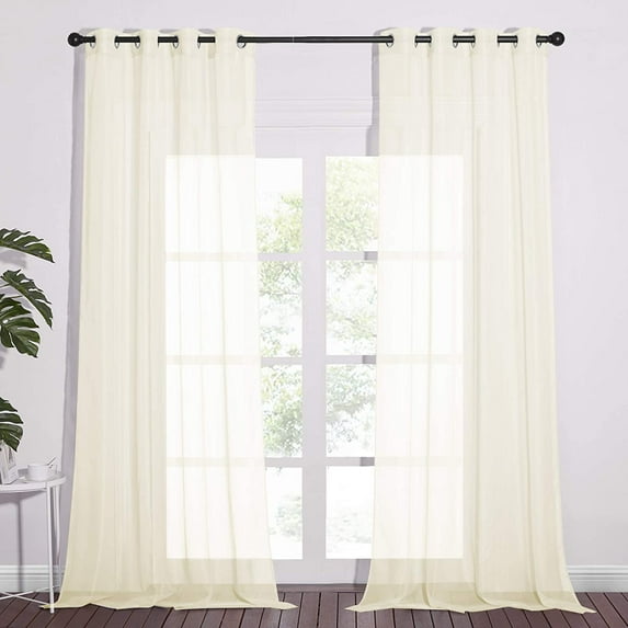 LKIFFA-Sheer Curtain Panels 96 inch Cream Beige - Window Treatments ...