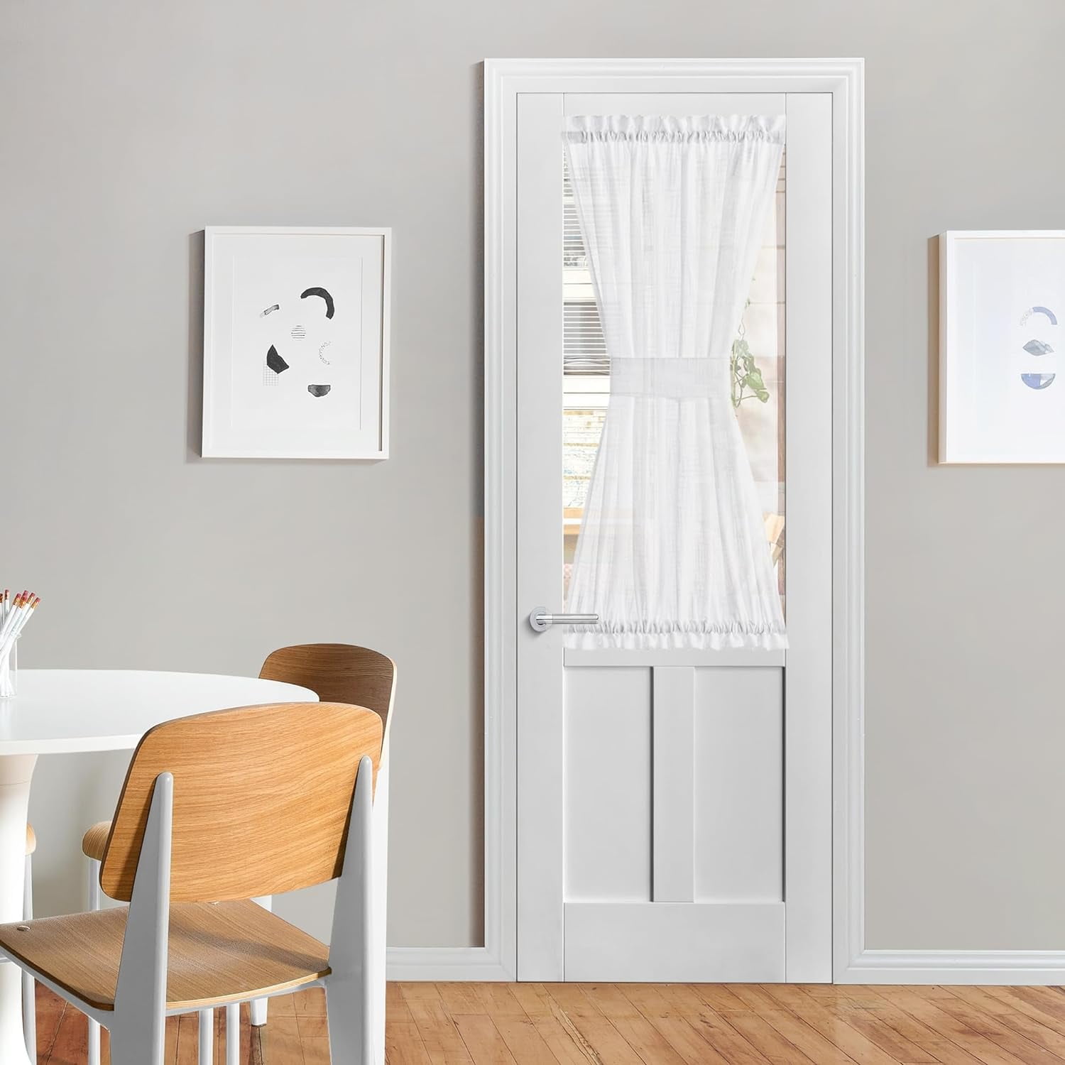 LKIFFA-Sidelight Sheer Door Window Curtains - Semi Light Filtering ...