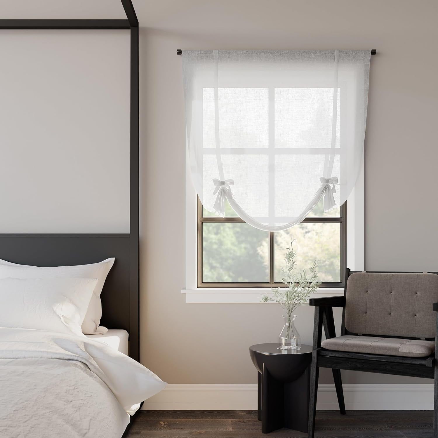 LKIFFA-Slub Textured Linen Blend Window Tie-up Balloon Shade, 40" x 63 ...