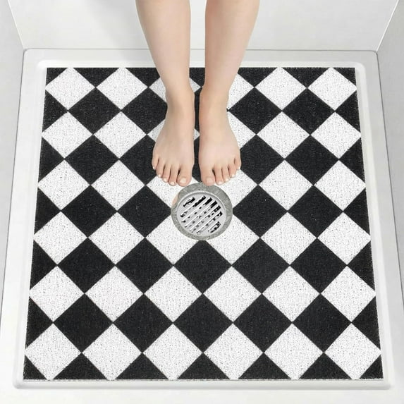 LKIFFA-Square Shower Mat Non Slip: 32x32 inch Extra Large Loofah Shower ...