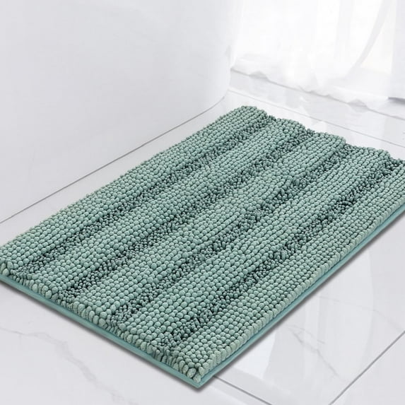LKIFFA-TURQUOIZE Non Slip Shaggy Bath Mats - Blue Chenille Bath Mat Set ...