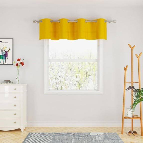 LKIFFA-Yellow Valance Curtains Toppers Living Room Linen Textured 18 ...
