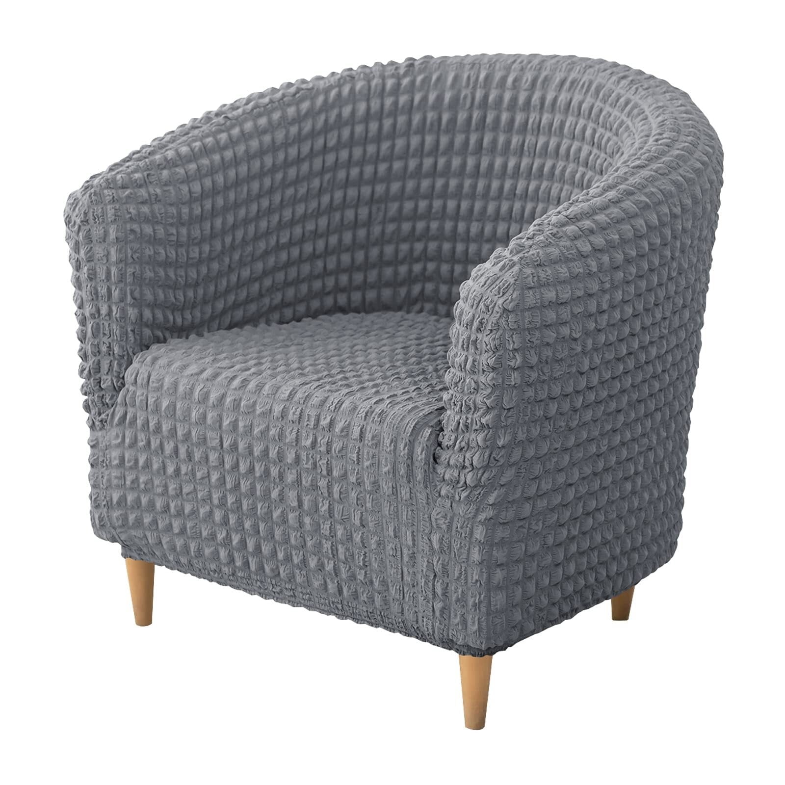 LKJYER 1 Piece Stretch Club Chair Slipcover, Tub Chair Cover Seersucker ...