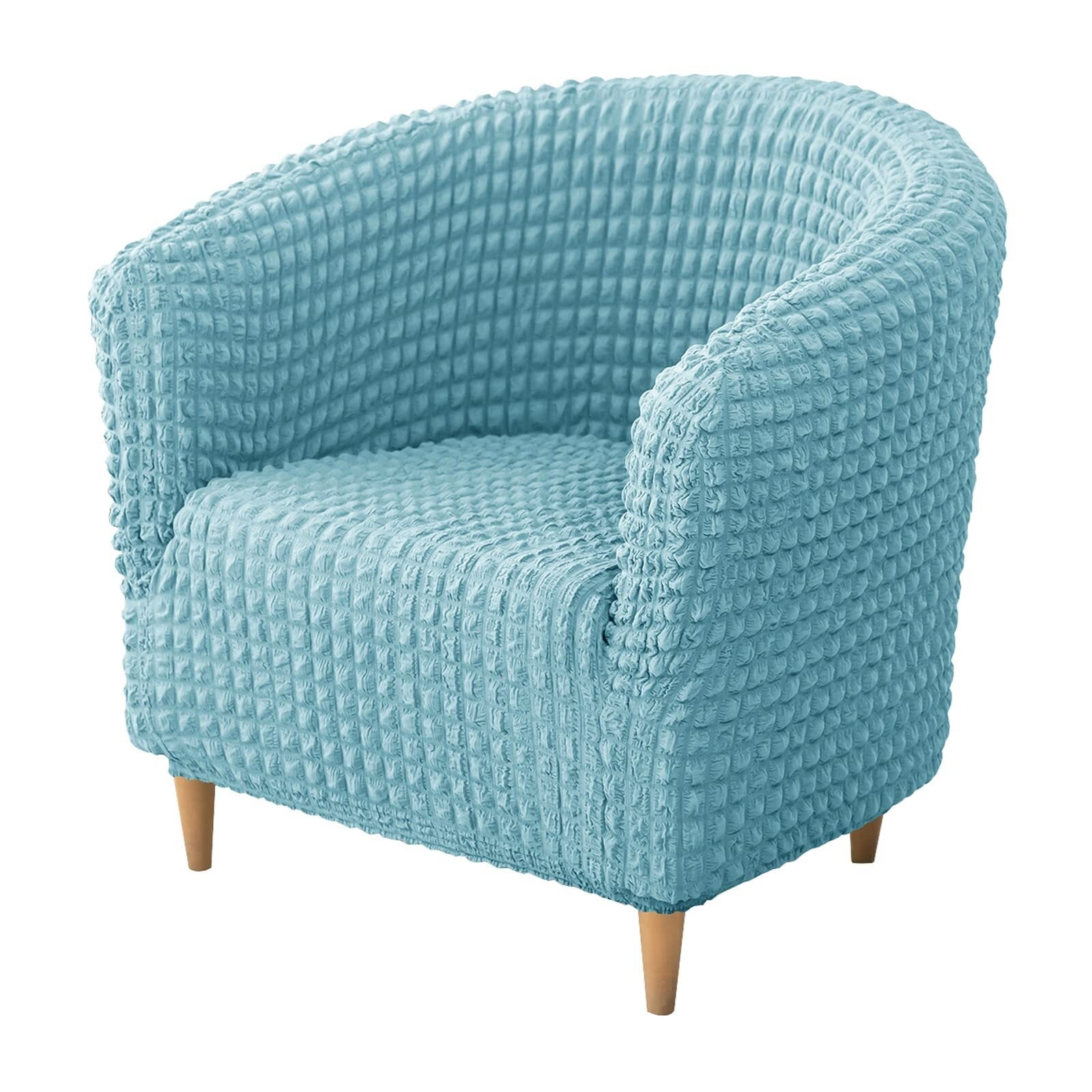 LKJYER 1 Piece Stretch Club Chair Slipcover, Tub Chair Cover Seersucker ...