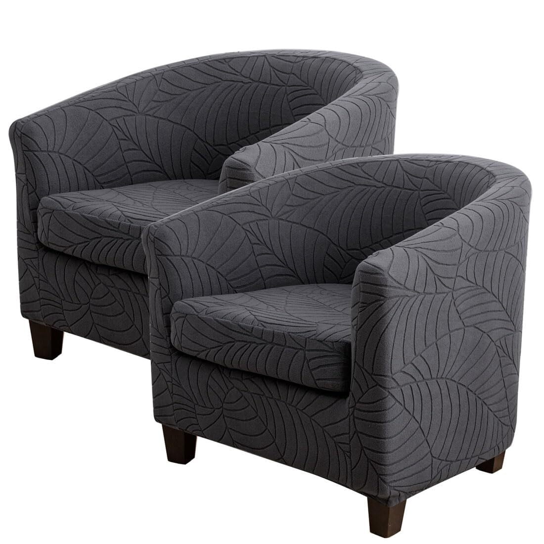 LKJYER Club Chair Covers Slipcover 2 Piece, Leaf Jacquard Stretch Tub ...