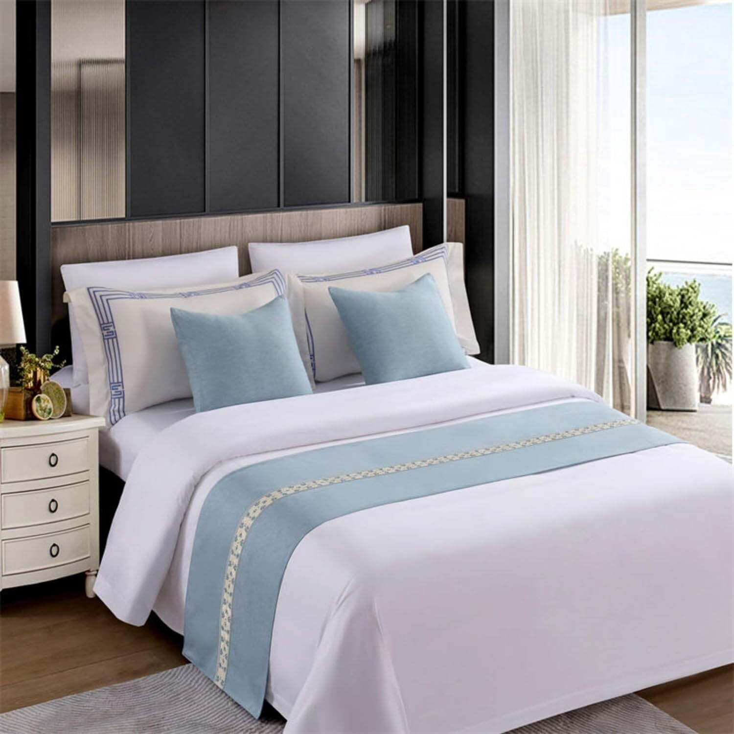 LKJYER Hotel Bed Runners Scarf, Center Jacquard Bedding Cover, Bedroom ...