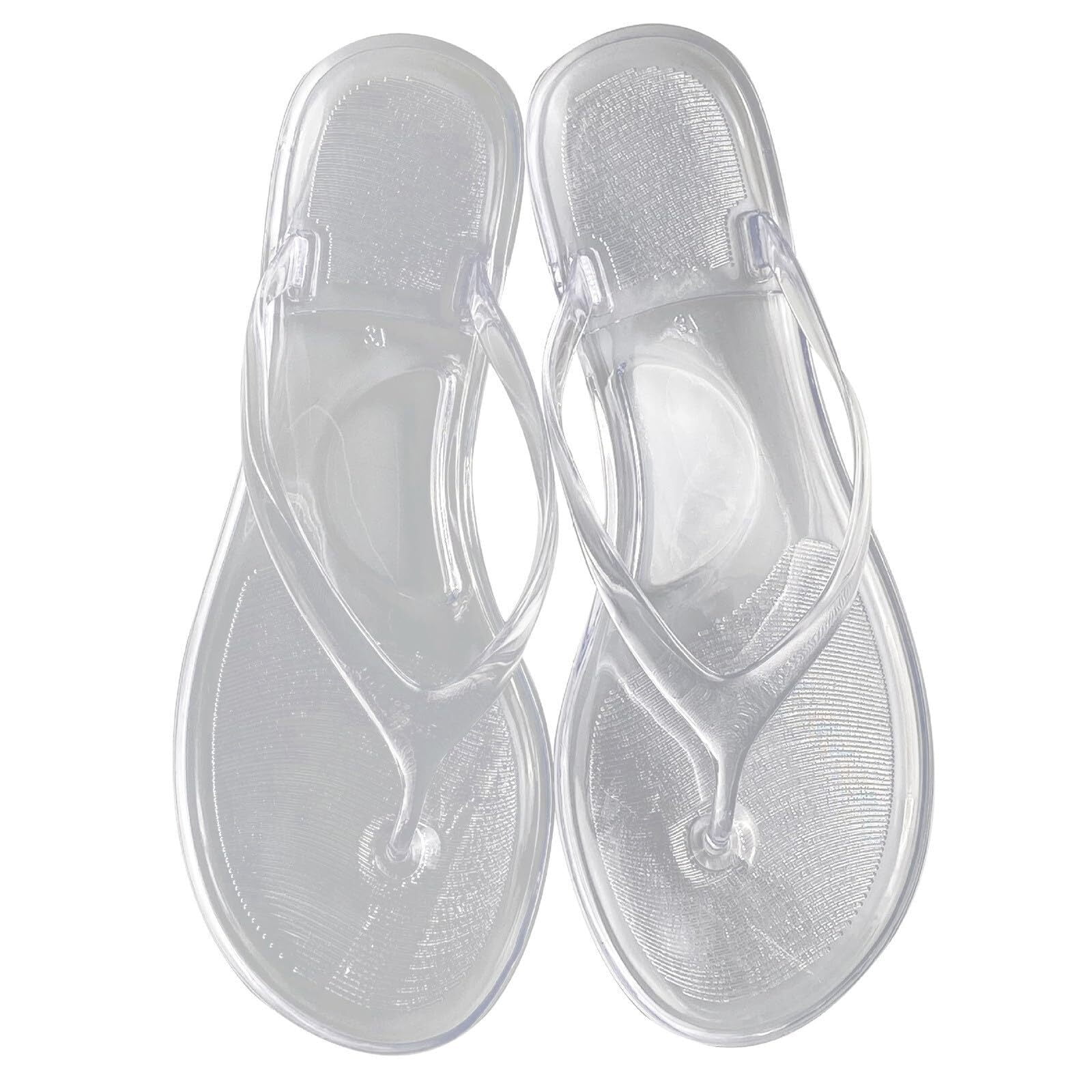 LKJYER Ladies Summer Transparent Jelly Crystal Flat Bottom Toe Flip ...