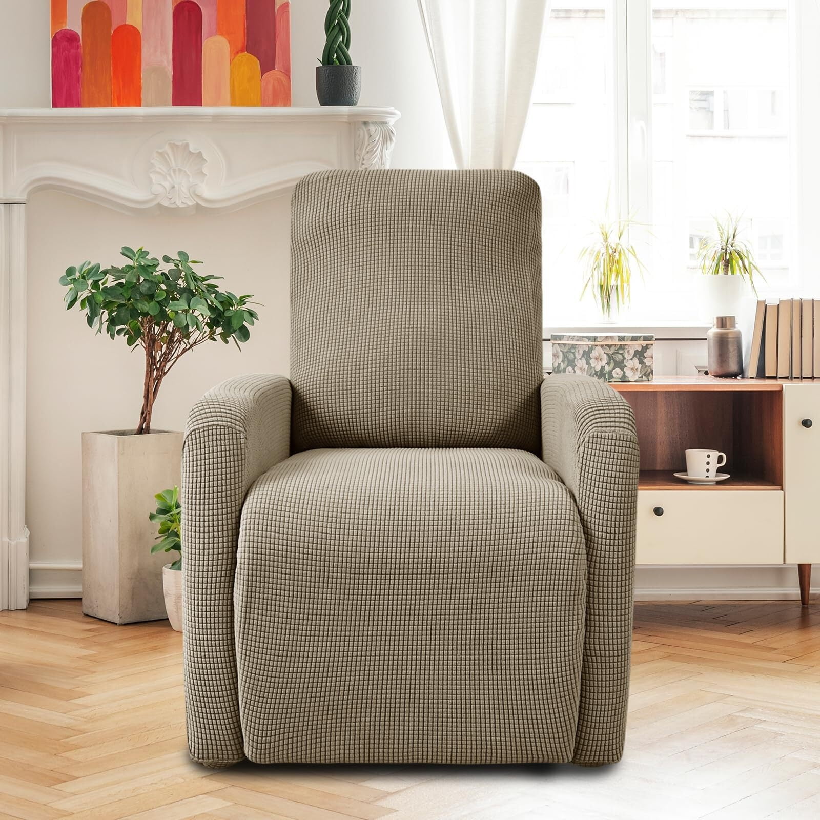 LKJYER Recliner Chair Covers 4 Pieces Waterproof Small Recliner Sofa ...