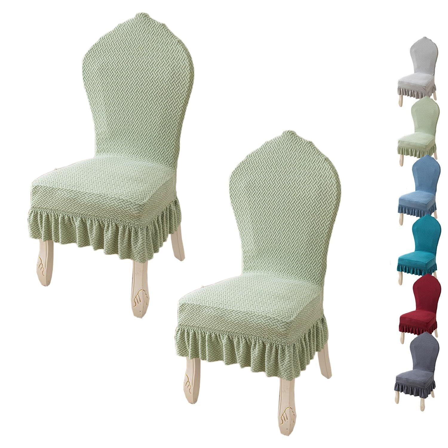 LKJYER Round Back Dining Chair Cover Stretch Thickened Chair Slipcover ...
