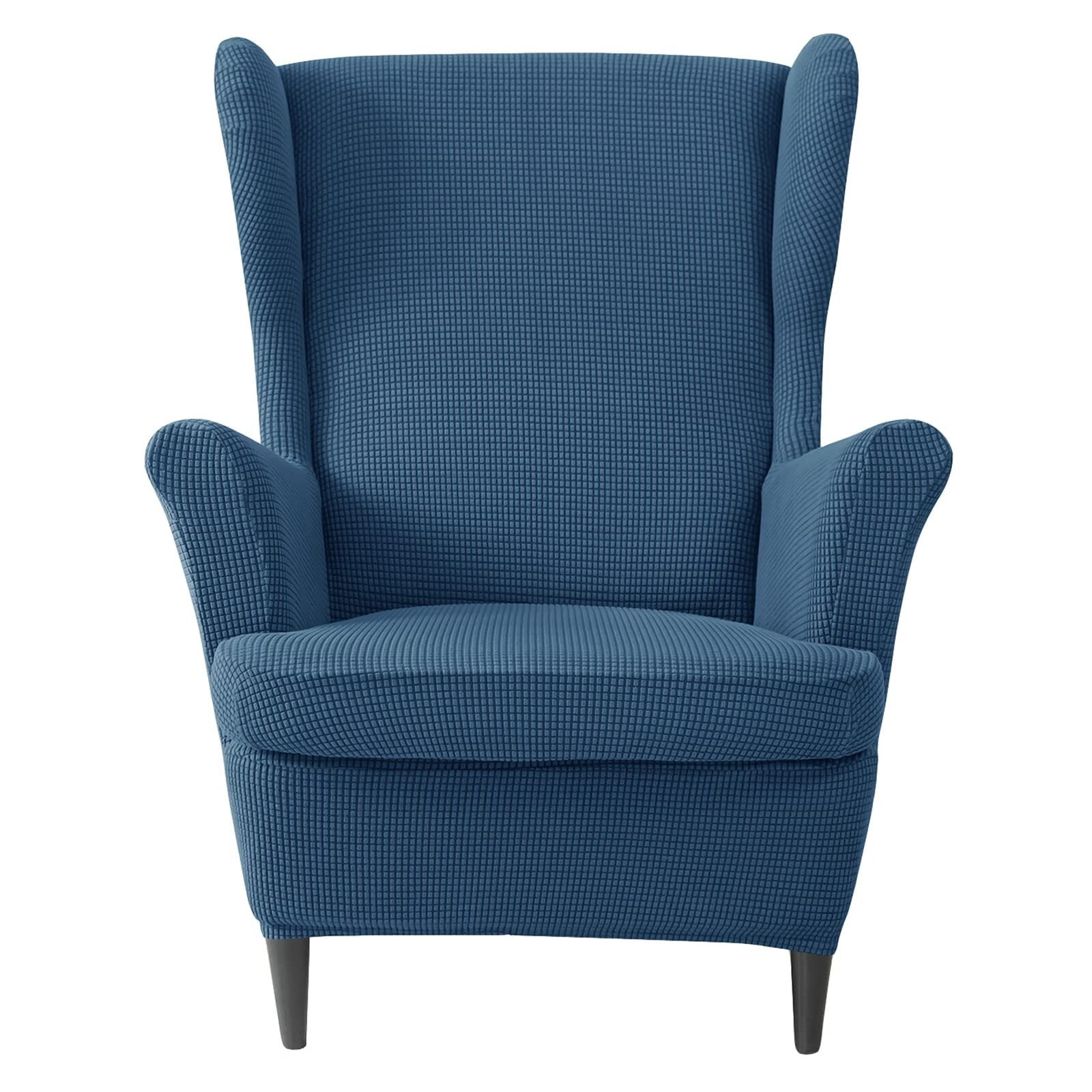 LKJYER Stretch Wing Chair Slipcover 2 Piece, Plaid Wingback Chair ...