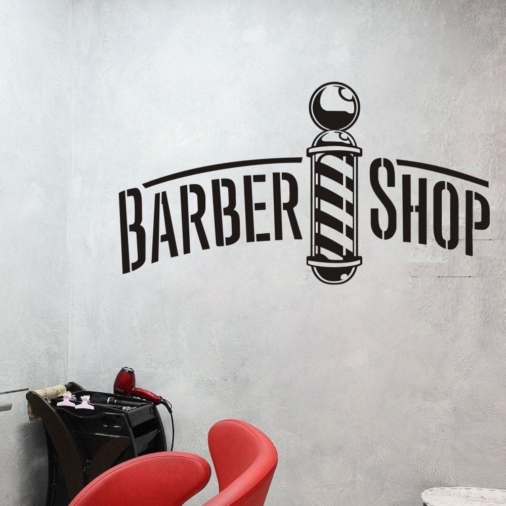 LKJYER WALL ART Barbershop Window Decal Business Decal Barber Shop ...