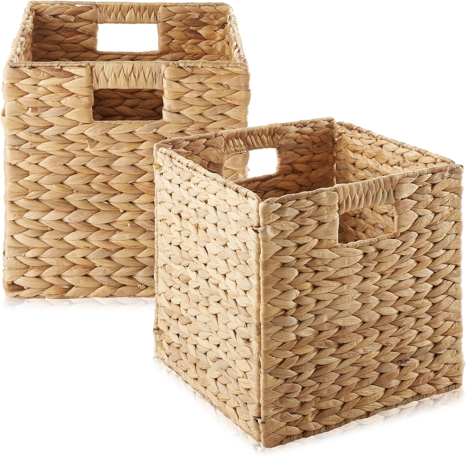LKUPM 10.5" x 10.5" Water Hyacinth Storage Baskets, Natural - Set of 2 ...