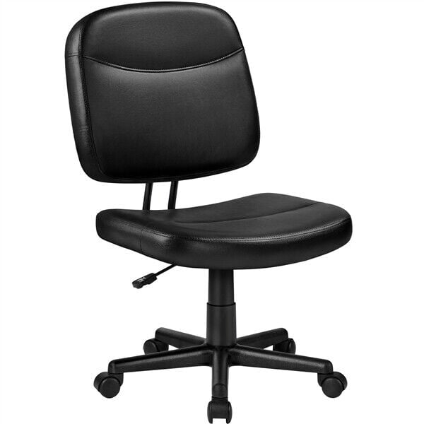 LKUPM Armless Office Task Chair Mid-Back Leather Desk Chair with ...