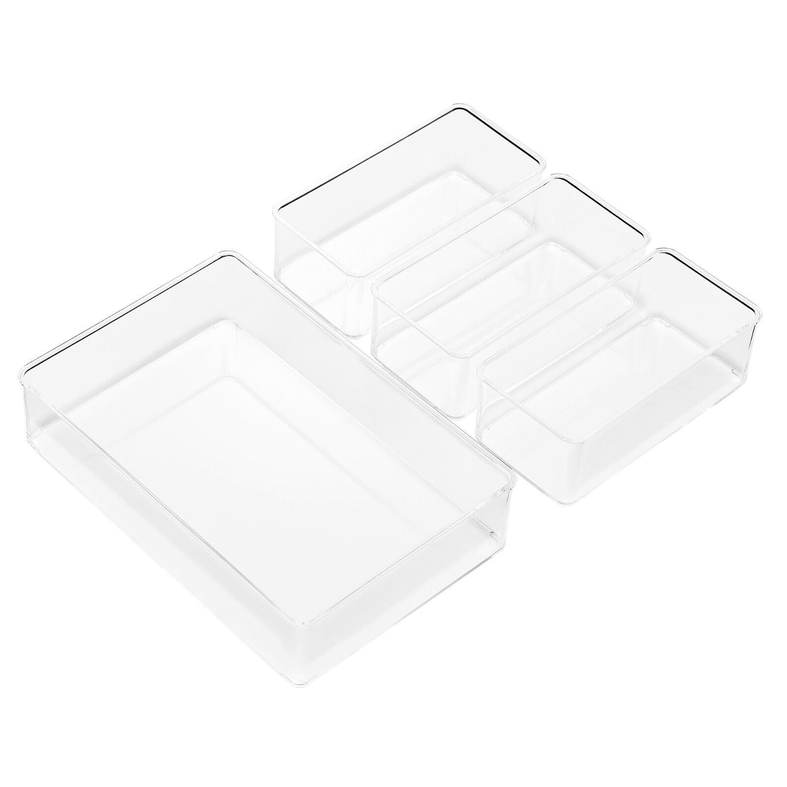 LKUPM Clear Plastic Kitchen Drawer Organizer for Cutlery (4 - Piece): A ...