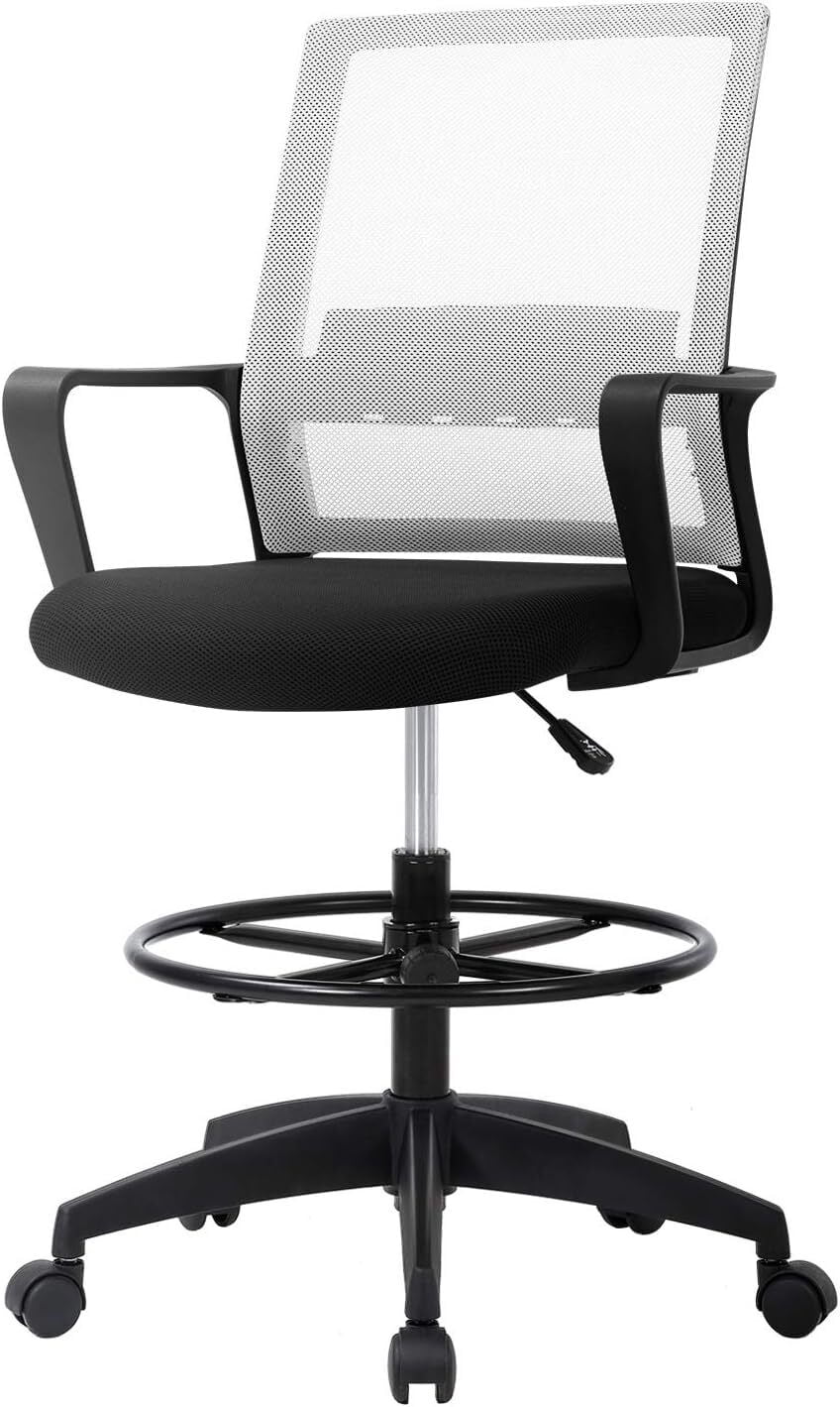 LKUPM Drafting Chair, Tall Office Chair with Adjustable Height, Lumbar ...