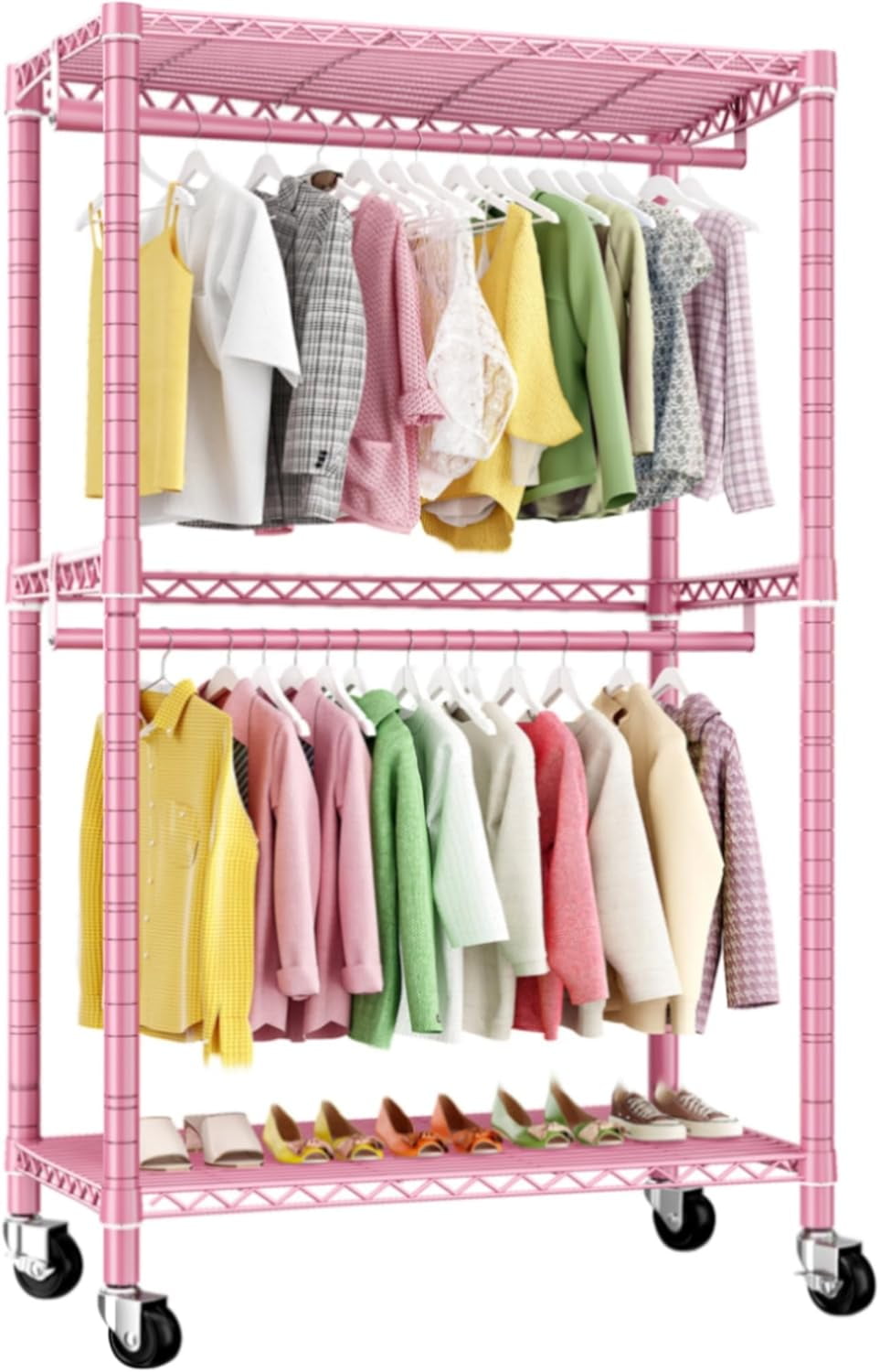 LKUPM Rolling Garment Rack Heavy Duty Clothes Racks on Wheels ...