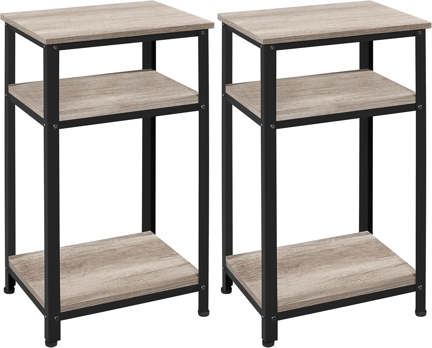 LKUPM Tall End Table, 30 Inches High Side Table with Wooden Shelves ...