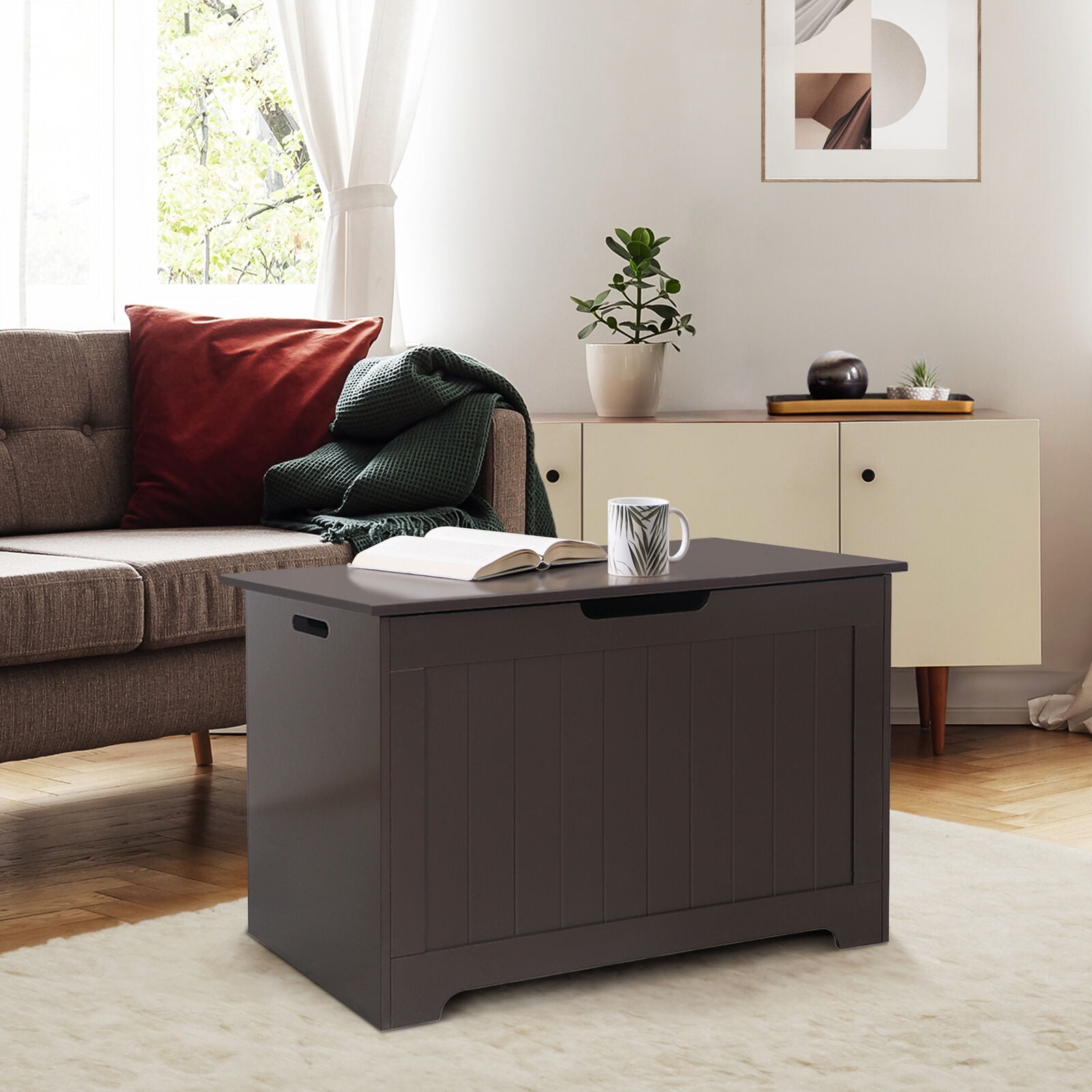 LKUPM Wooden Toy Storage Bench for Entryway – Safety Hinged Chest with ...