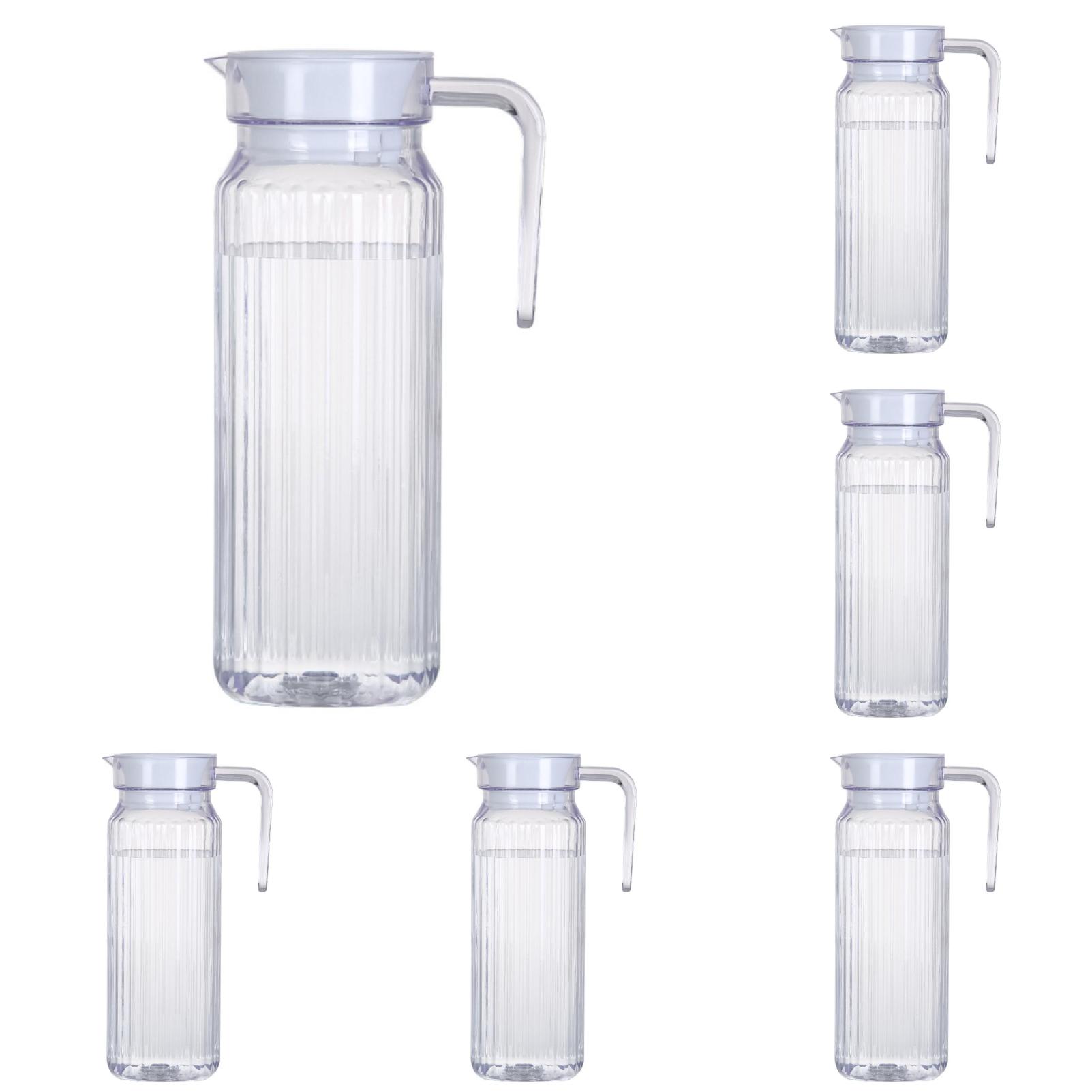 LKWLPD 1 Liter Glass Pitcher with White Plastic Lid, Refrigerator Jug ...