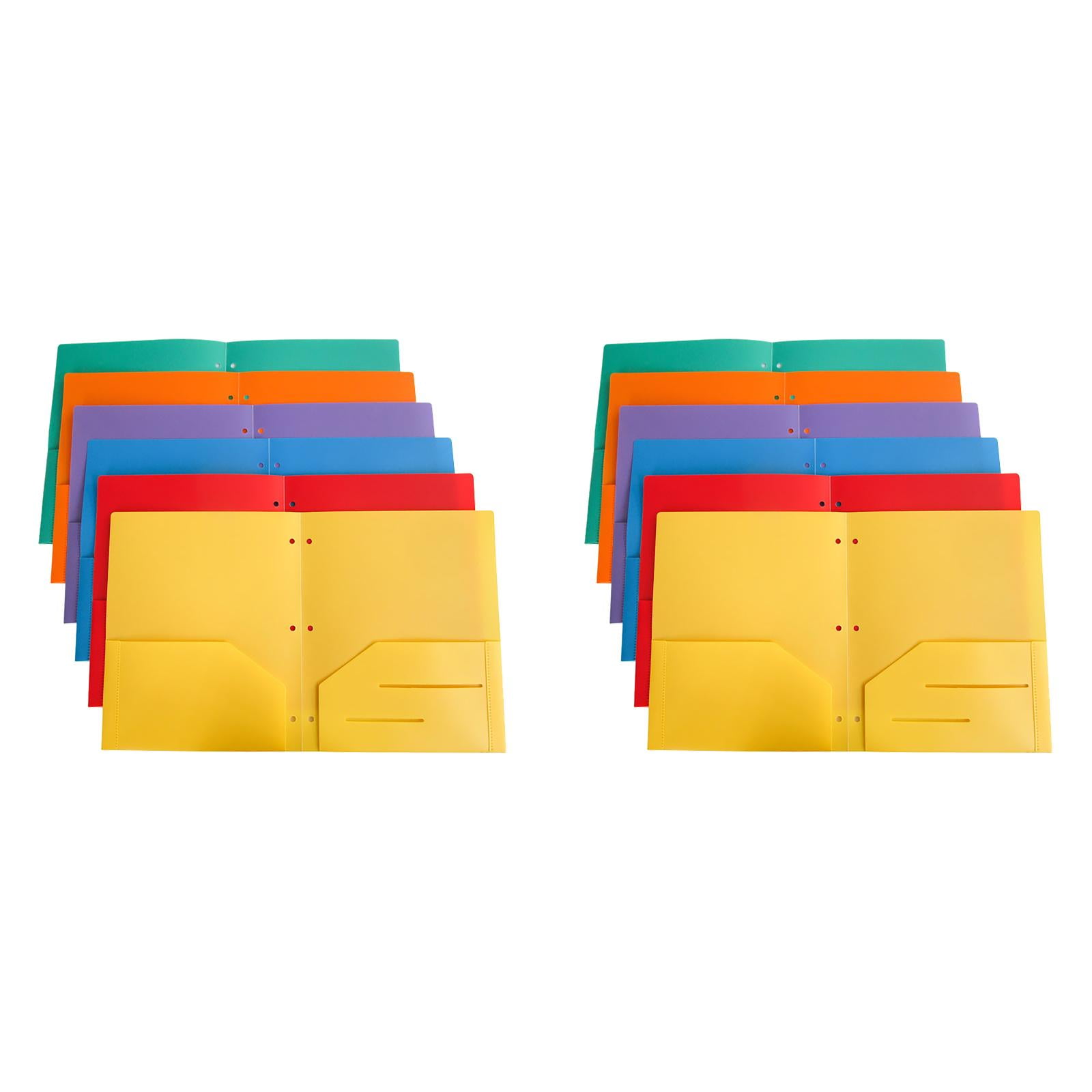 LKWLPD 2 PCS Plastic Folders with Pockets 3 Hole Punched 2 Pocket File ...