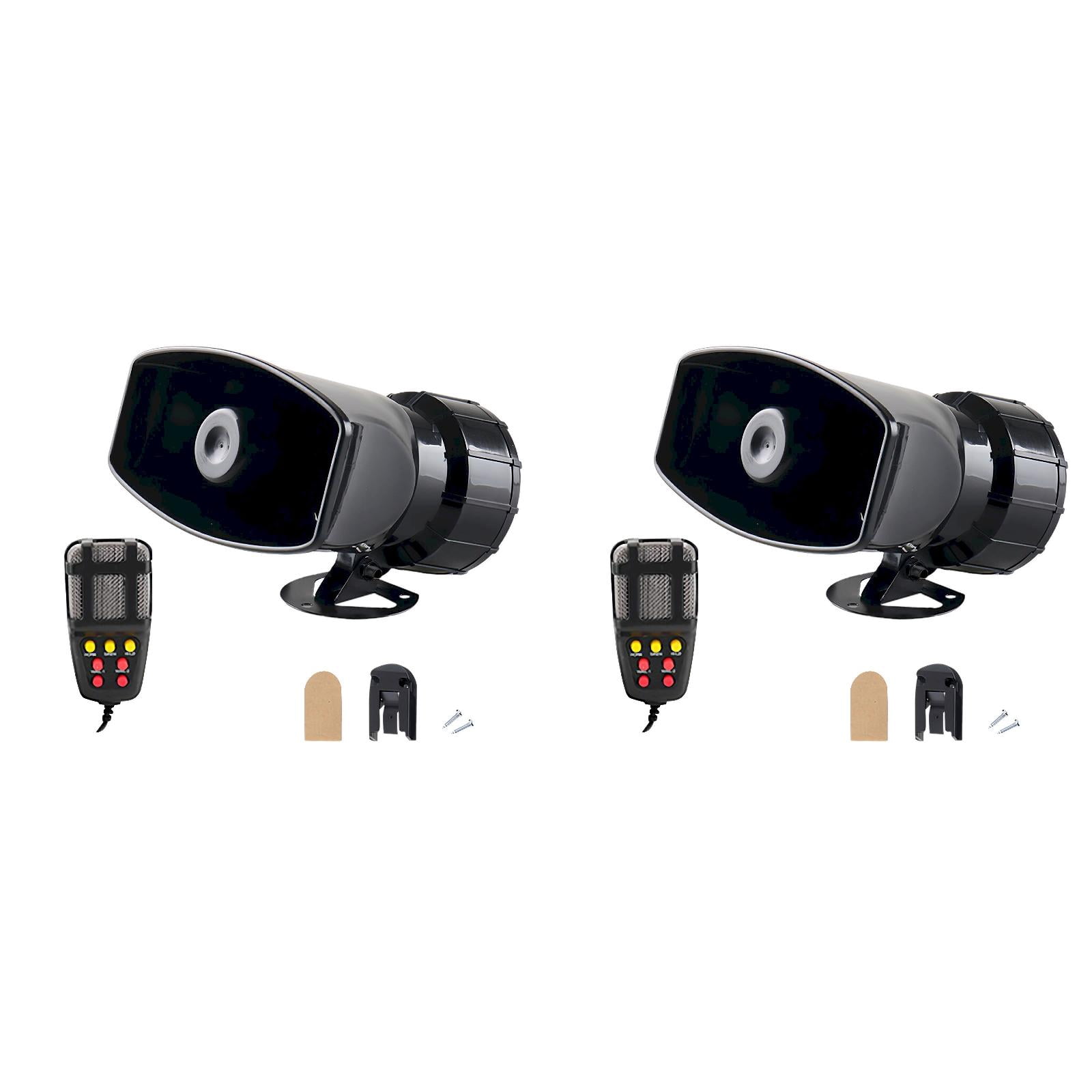 LKWLPD 2 Pack Alarm Horn Siren PA Speaker Mic System,100w 12v 7 Sound ...