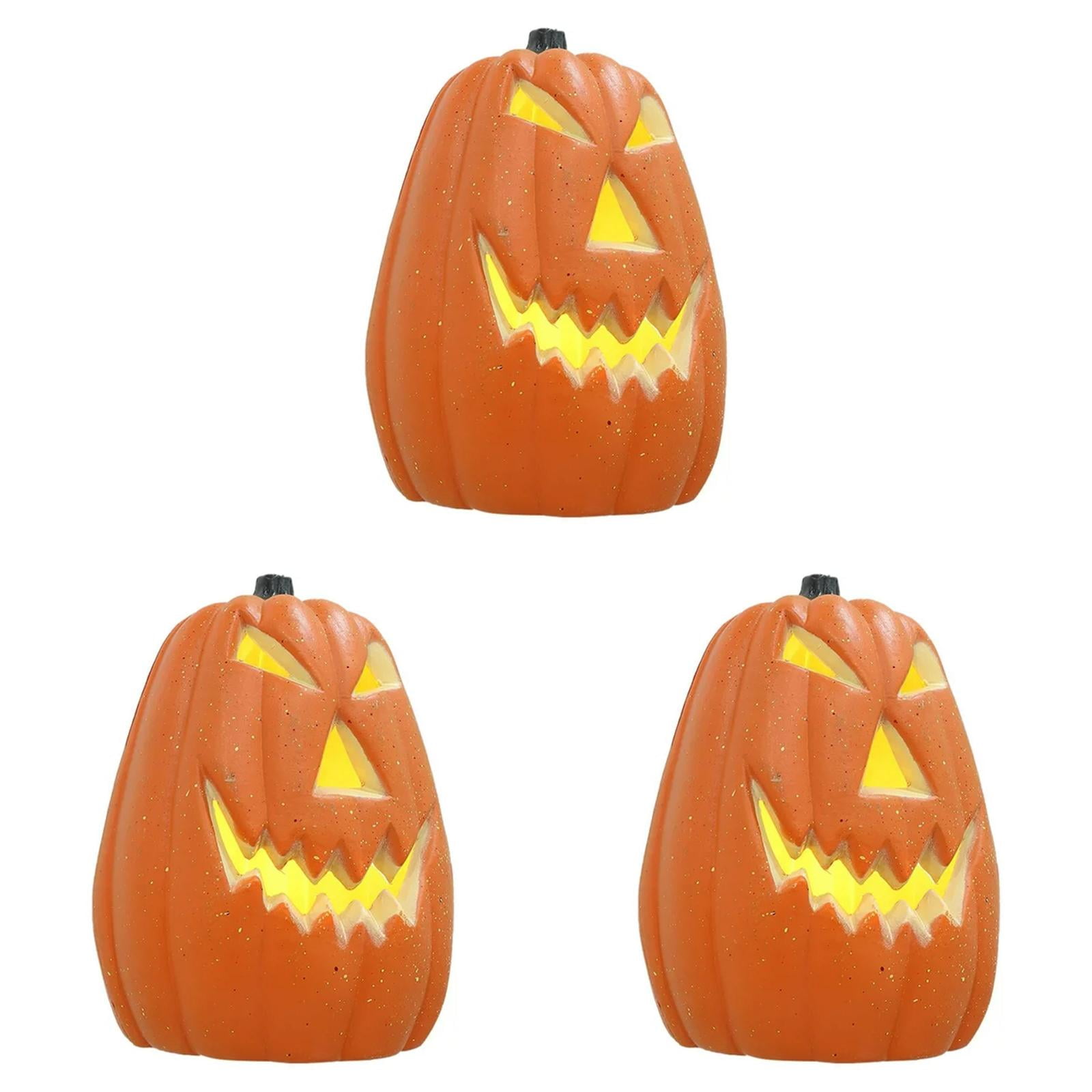 LKWLPD 3 Pcs Halloween Pumpkin Lights Led Orange Pumpkin Lights Plastic ...