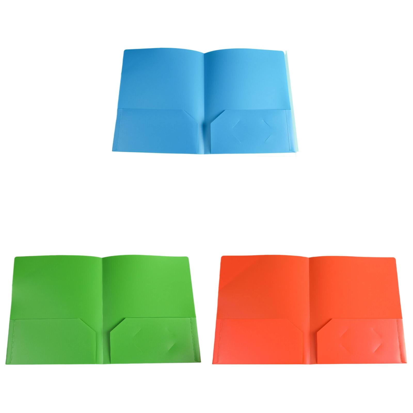 LKWLPD 3 Pcs Plastic Folders with Pockets No Prongs Heavy Duty Plastic ...