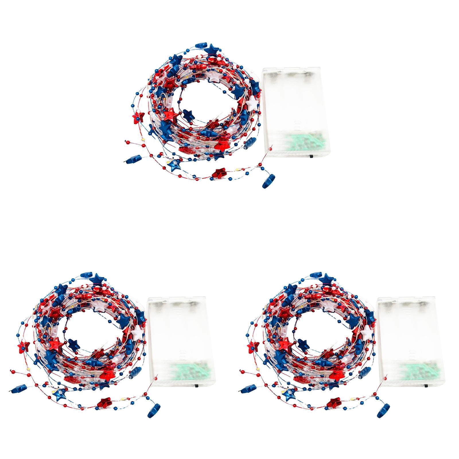 LKWLPD 3PCS Red White Blue Star String Lights - Patriotic Independence ...