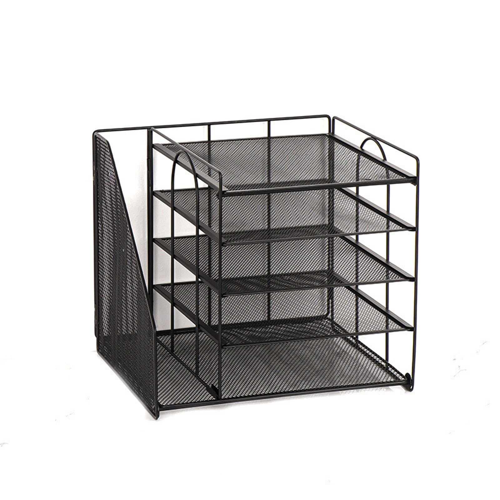 LKWLPD 4-Tier Desktop Organizer with File & Magazine Holders | Black ...