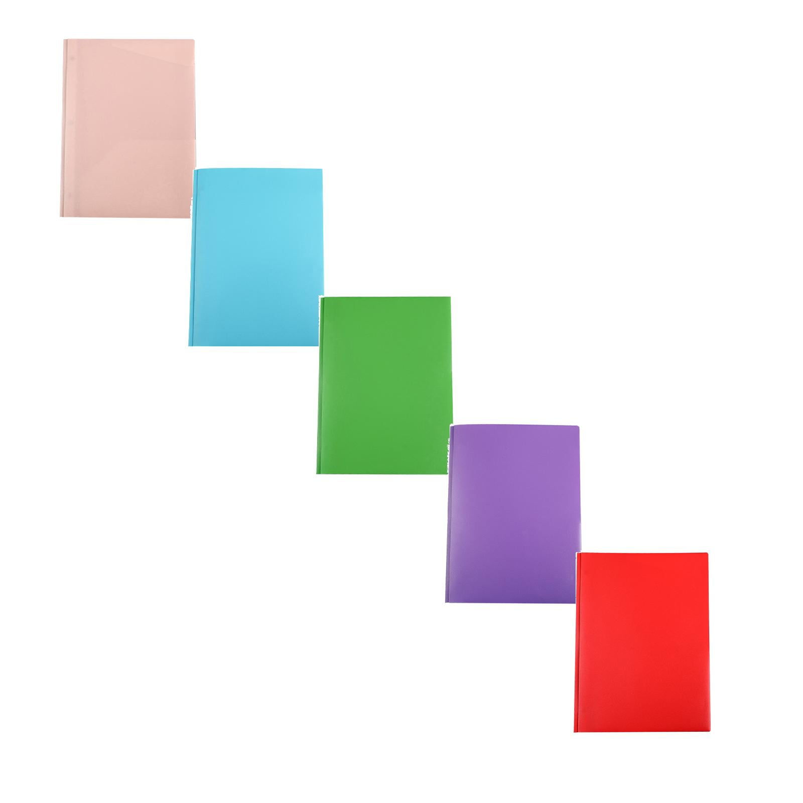 LKWLPD 5 Pack Plastic Folders with Pockets 3 Hole Punched Plastic ...