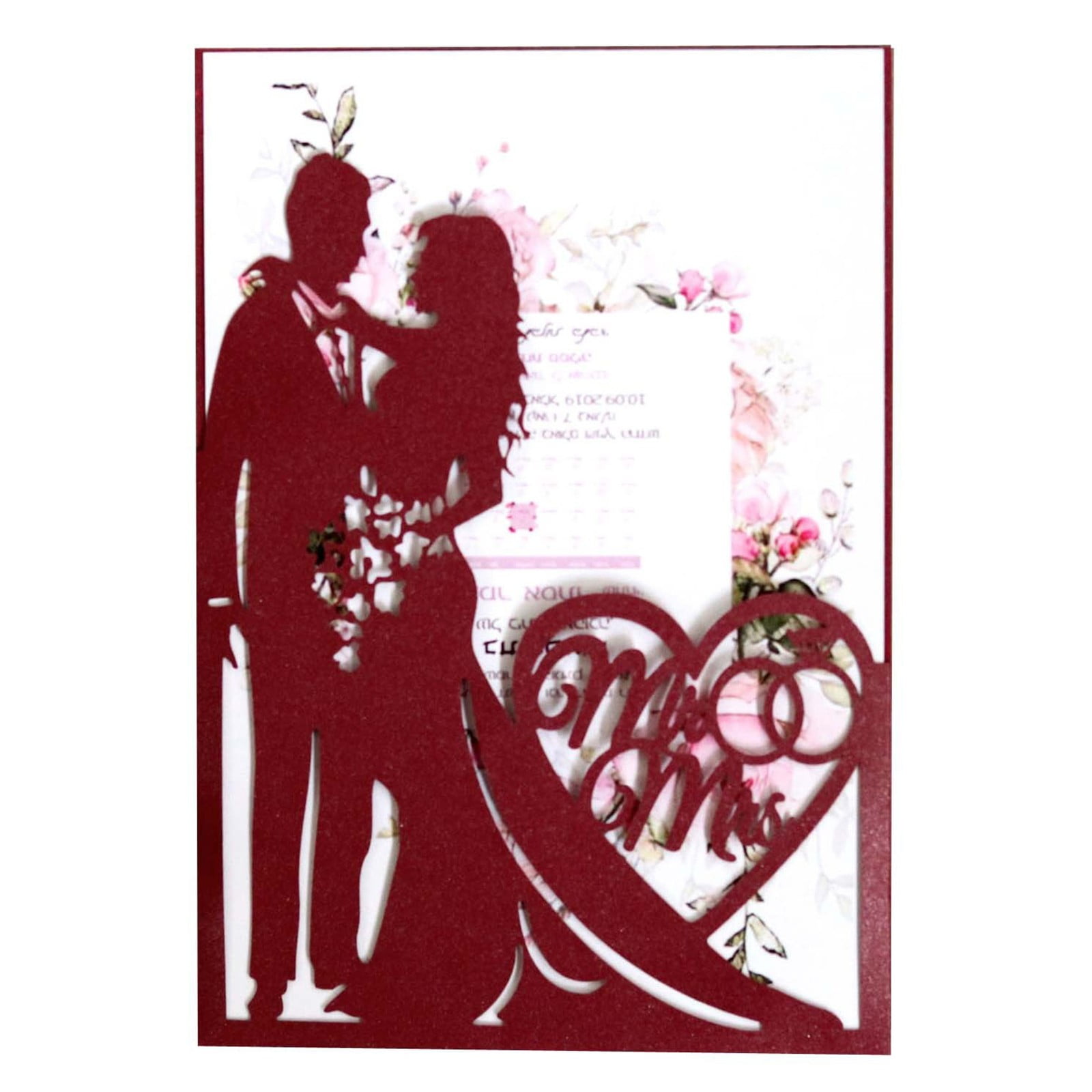 LKWLPD 50Pcs Fold Wedding Invitations Rose Hollow Laser Cut Wedding ...