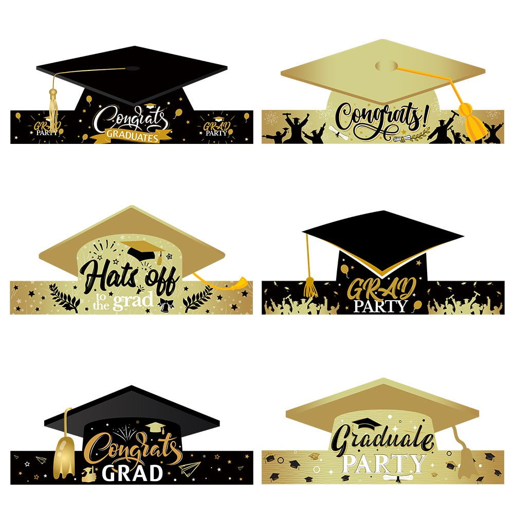 LKWLPD 6 Pcs Funrous Graduation Cap Cutouts 2025 Graduation Party ...