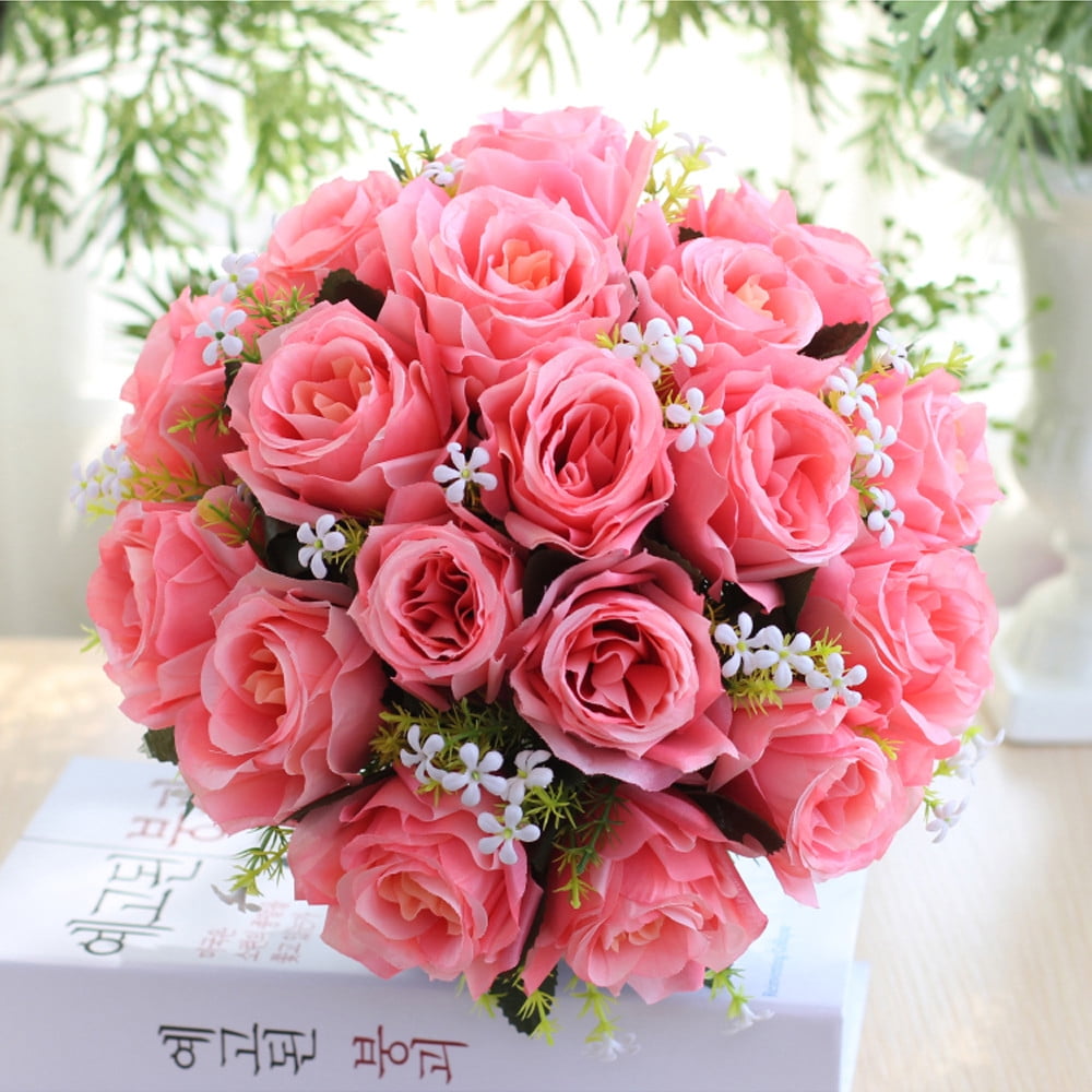 LKWLPD Artificial Flowers, Fake Outdoor Flowers 18Head Artificial Silk ...