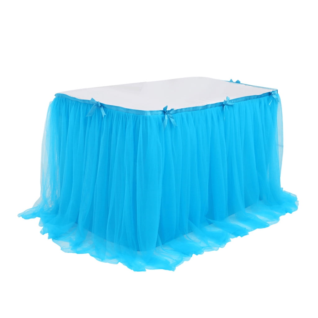 LKWLPD Black Tulle Table Skirts for Birthday Party Hallowwen Ruffle ...