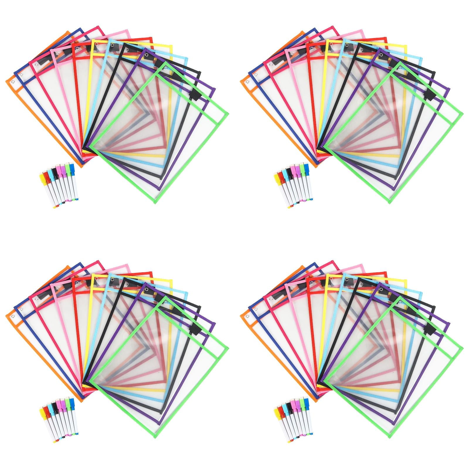 LKWLPD Dry Erase Sheets, Sheet Protectors, with 24 Dry Erase Markers ...