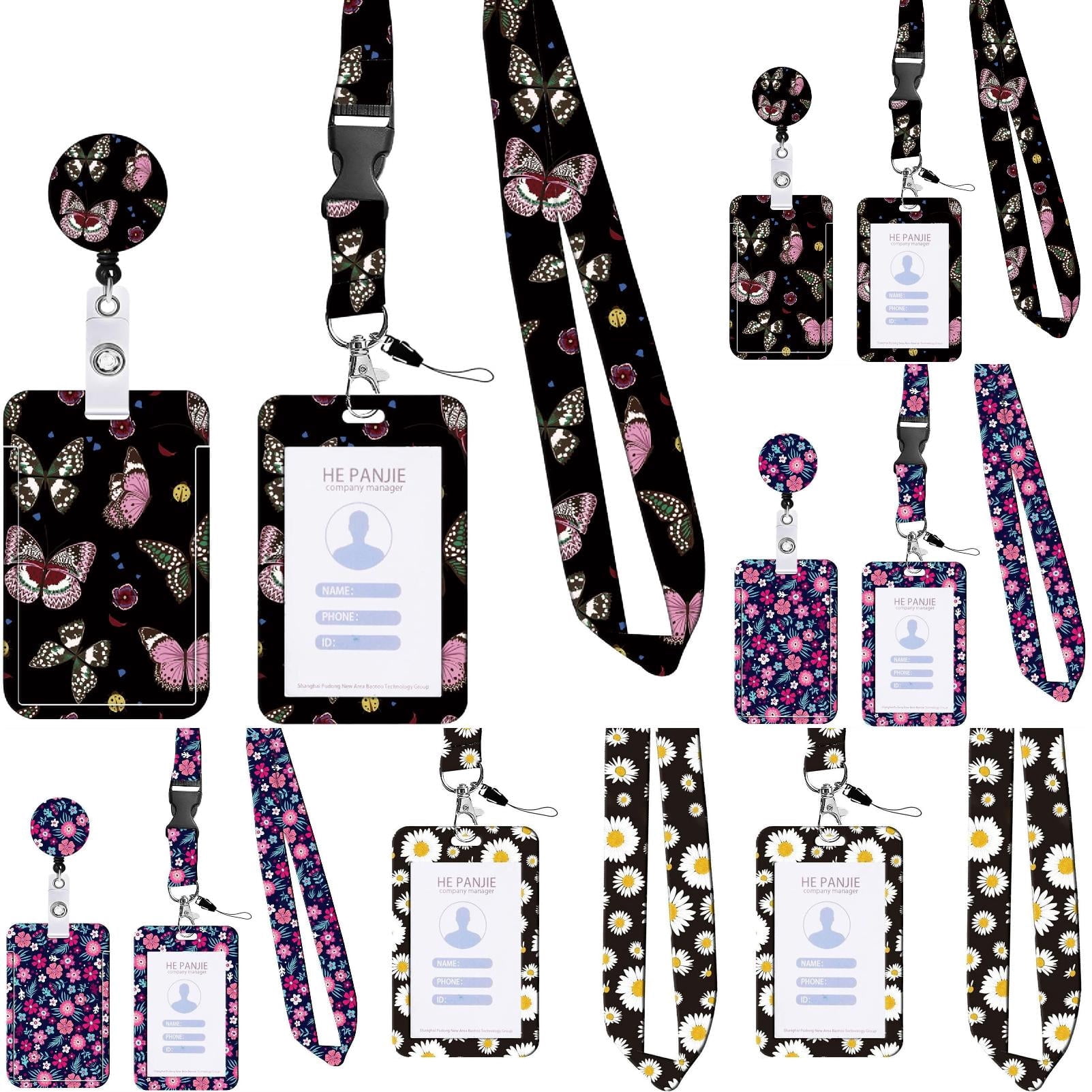 LKWLPD Flower Plastic Name Tags Badge ID Card Holders with Lanyards ...