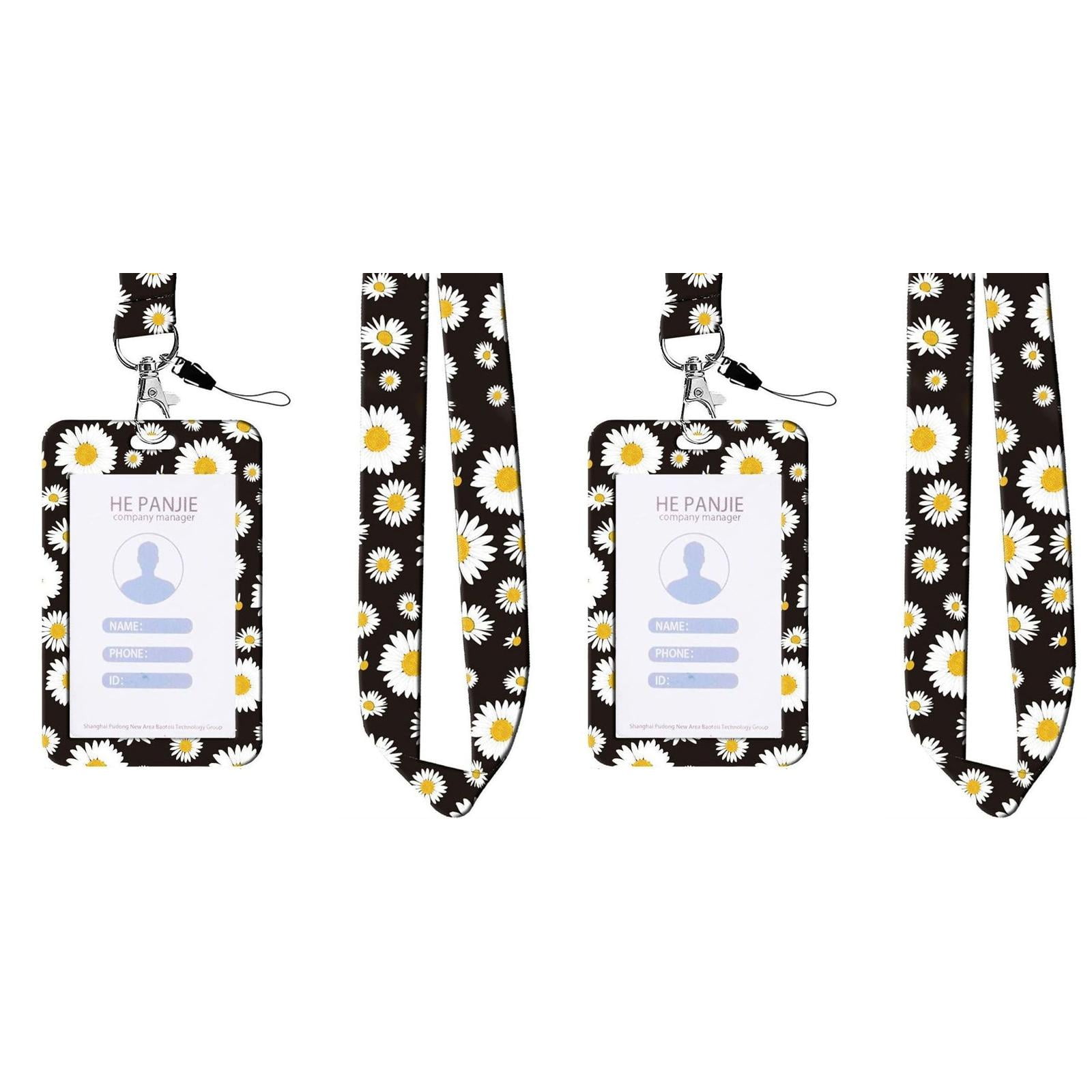 LKWLPD Flower Plastic Name Tags Badge ID Card Holders with Lanyards ...