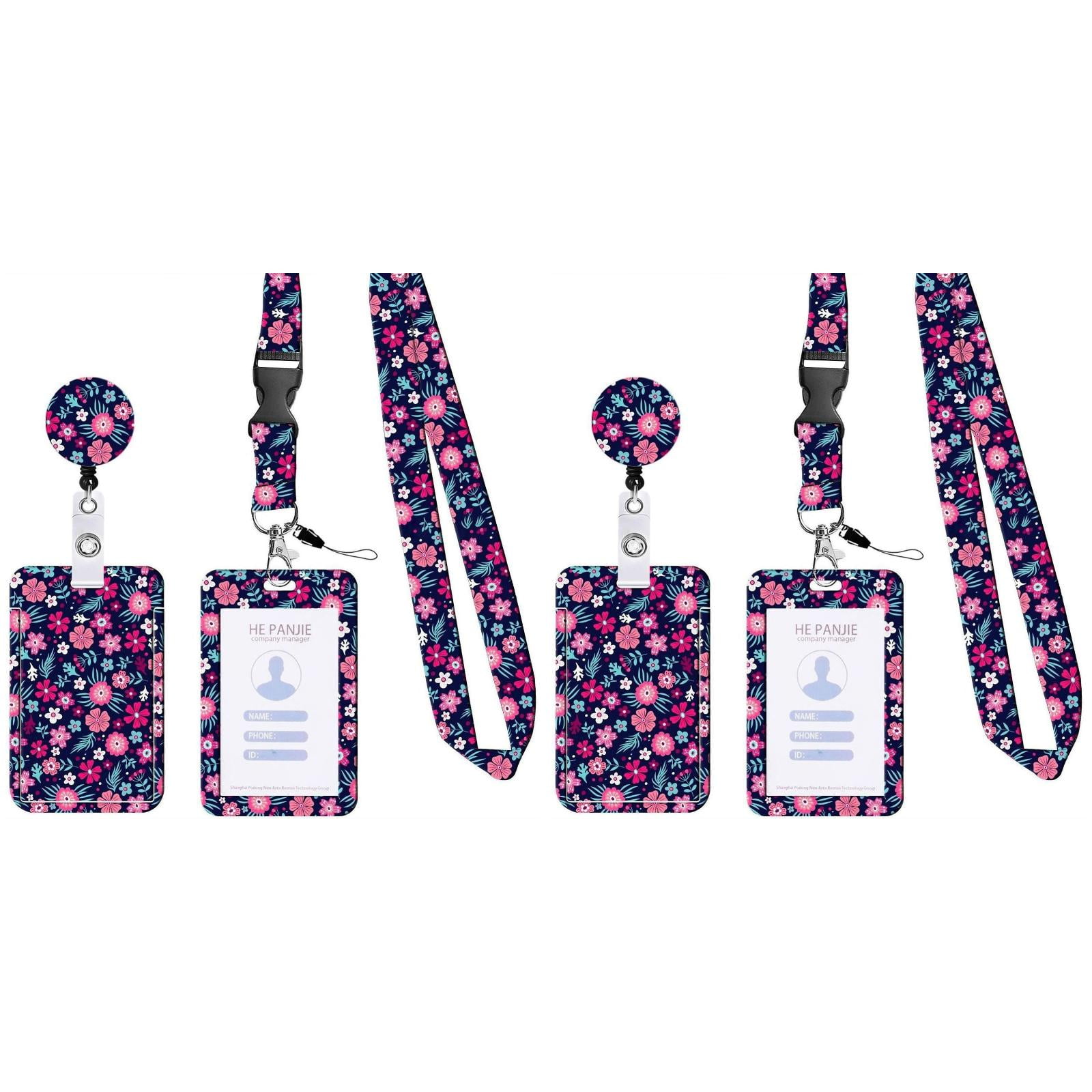 LKWLPD Flower Plastic Name Tags Badge ID Card Holders with Lanyards ...
