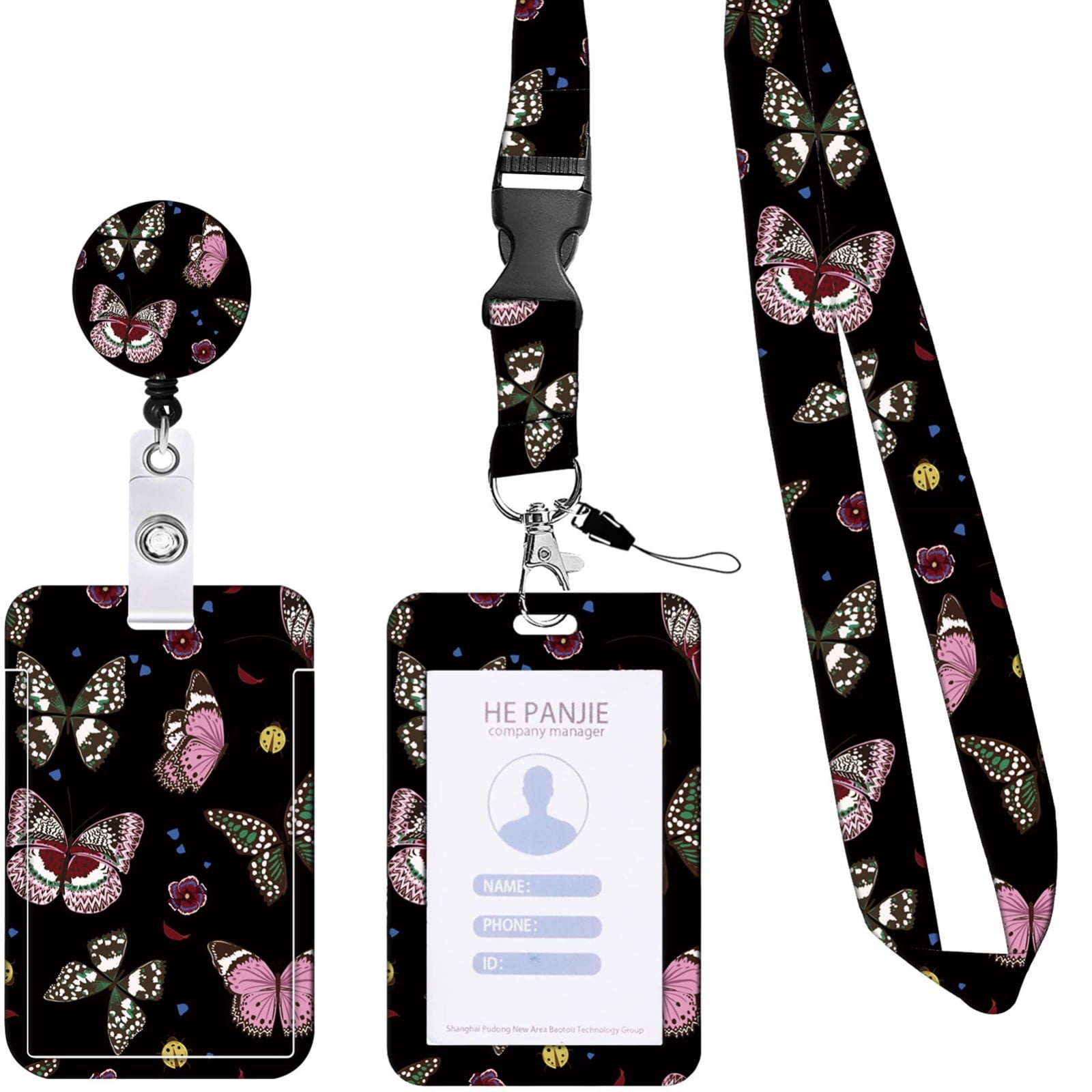 LKWLPD Flower Plastic Name Tags Badge ID Card Holders with Lanyards ...