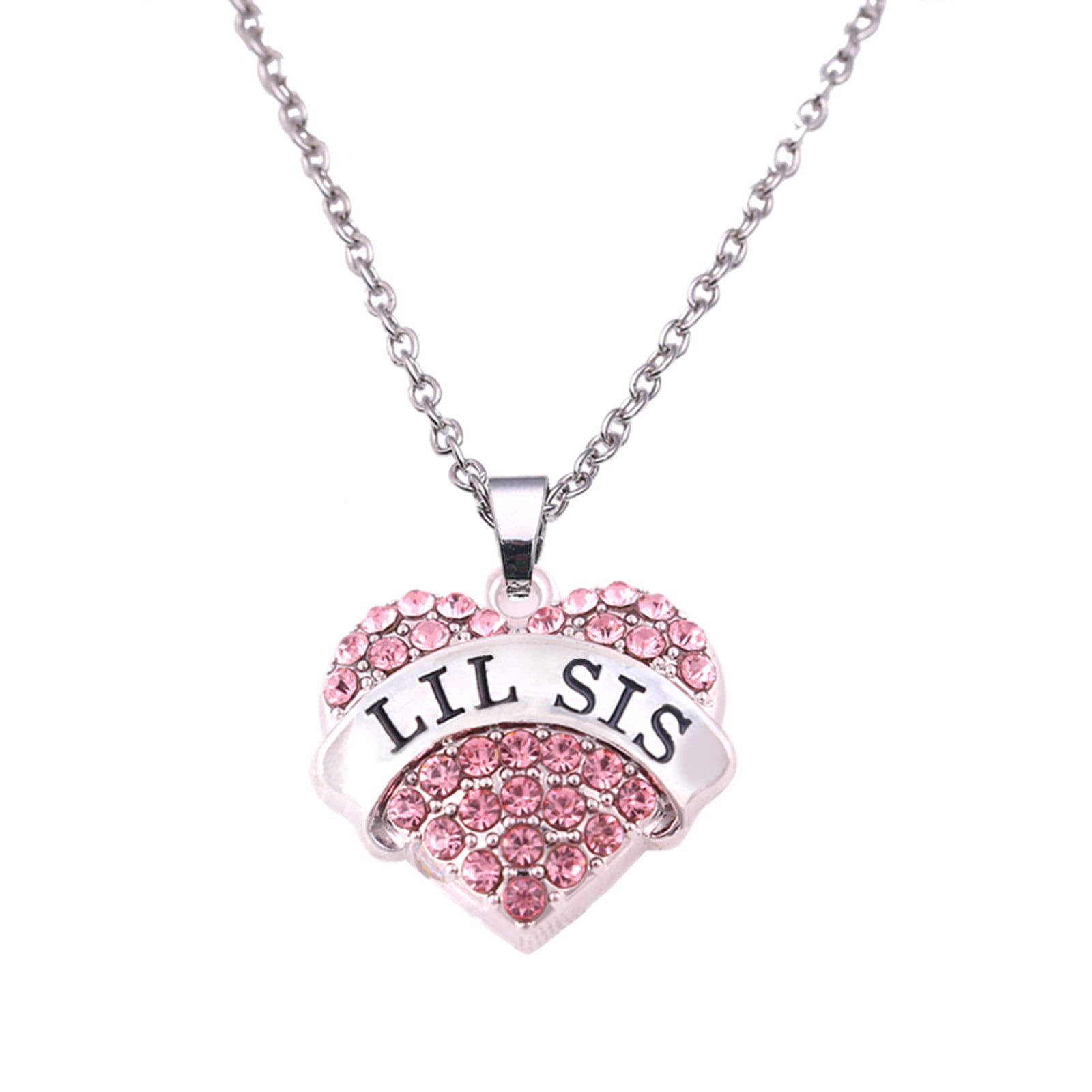 LKWLPD Little Sister Necklace From Big Sister Crystal Heart Pendant ...