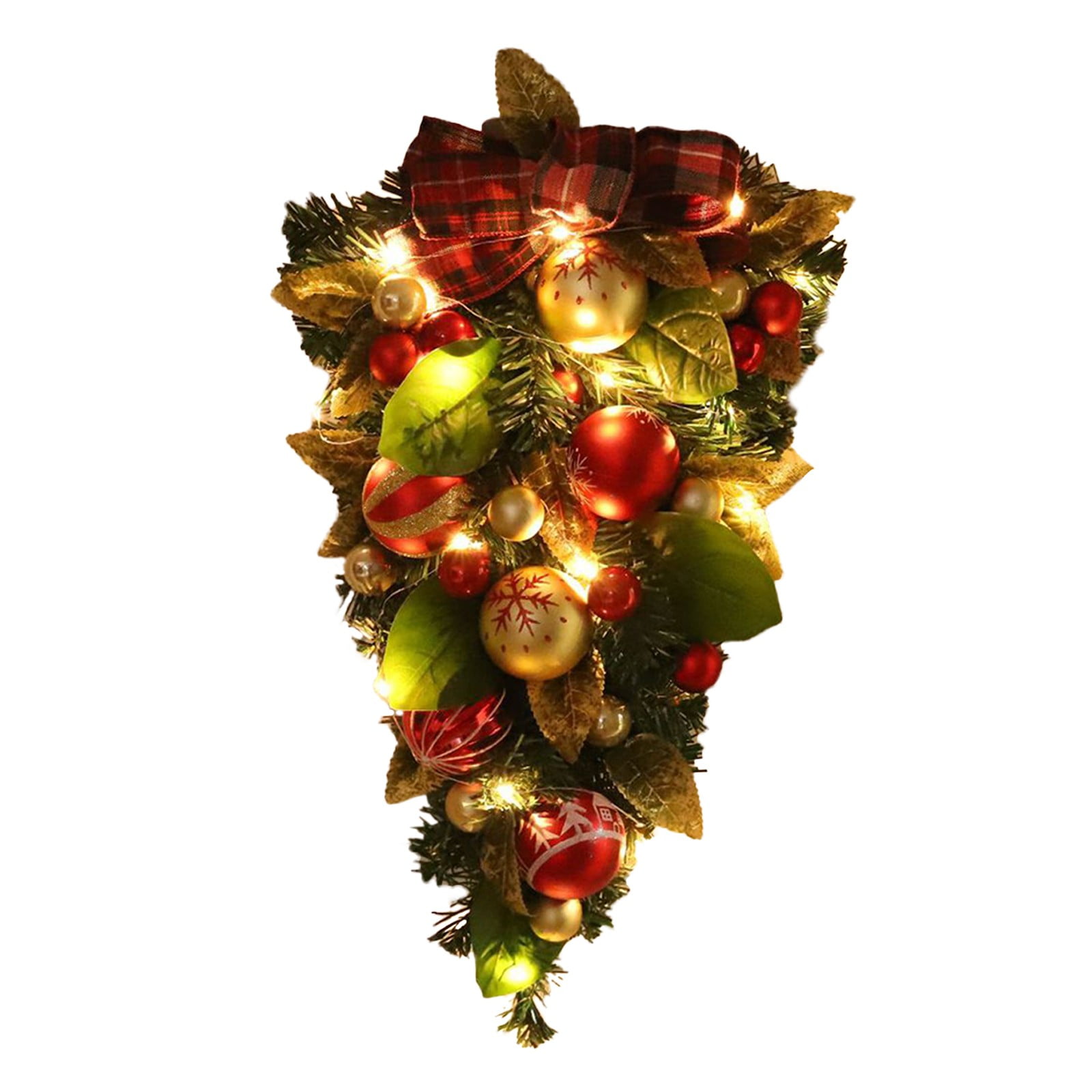 LKWLPD Pre-Lit Christmas Teardrop Swag for Decorating Outdoor Inch ...