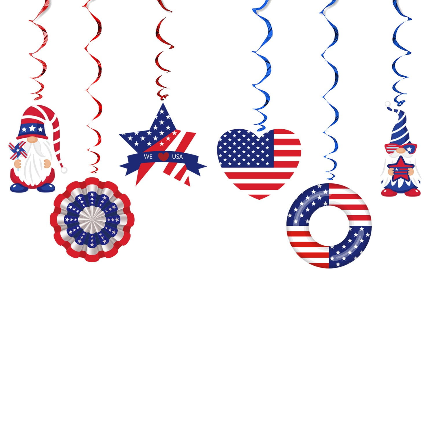 LKWLPD Tea Party Supplies Fourth Of July Decorations Hanging Swirl 4th ...
