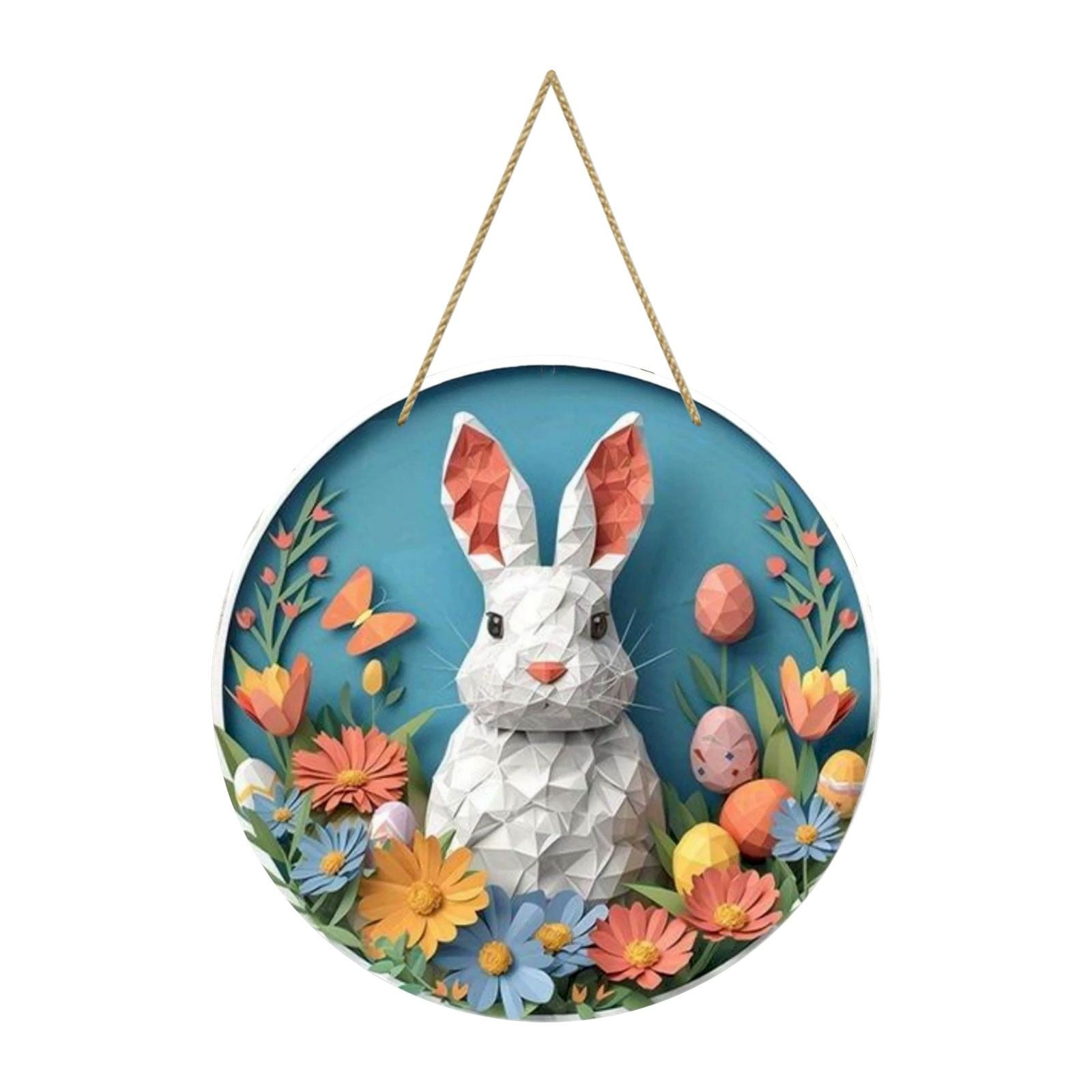 LKWLPD Welcome Easter Bunny Eggs Front Door Sign, Religious Cross ...