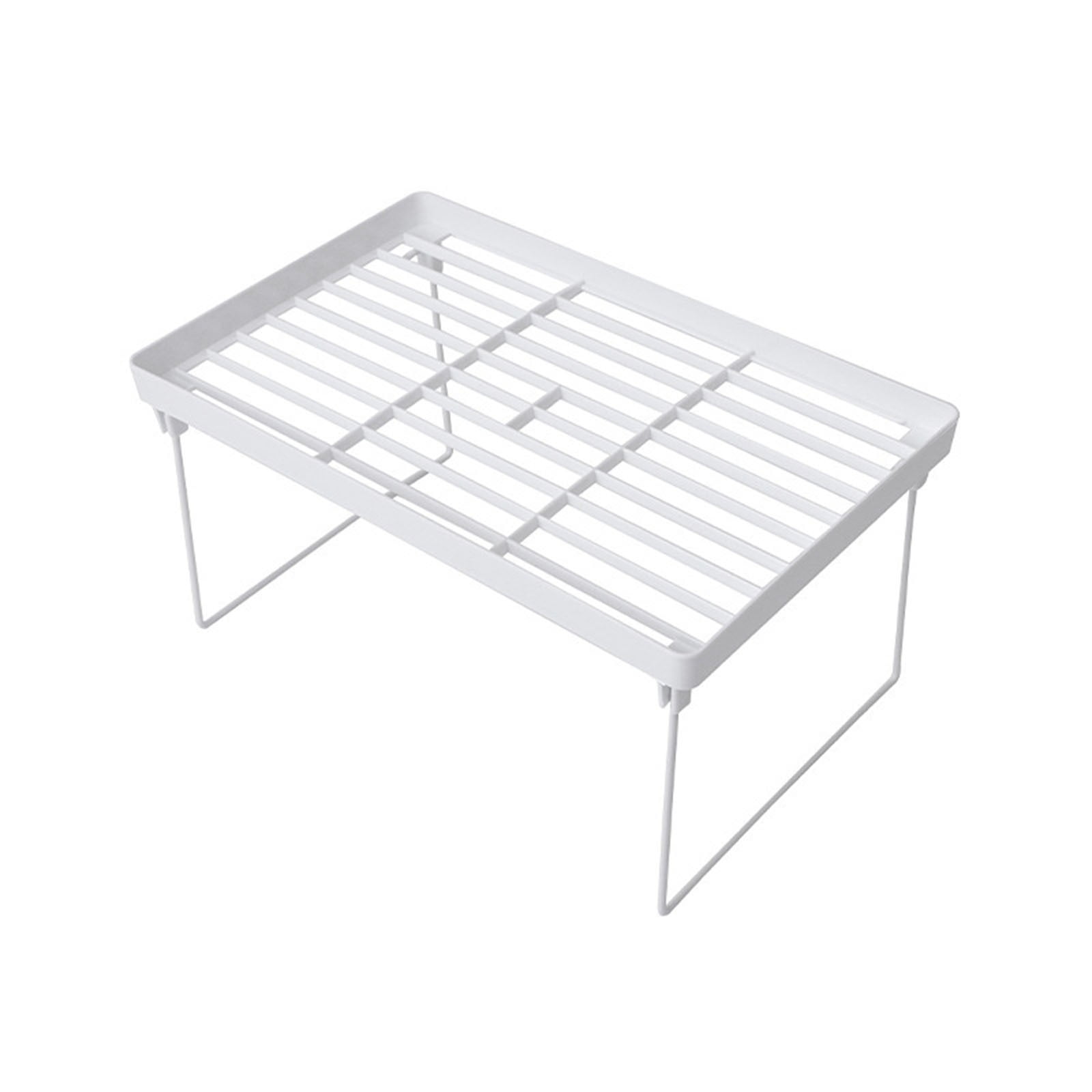 LKWLPD White Wire Stackable Shelf Rack, Foldable Space-Saving Storage ...