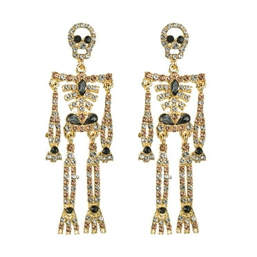 Way to Celebrate Halloween Dressed Up Skeleton Earring, 1 Pair, Female ...
